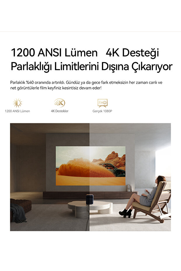 wanbo Mozart 1 Pro Akıllı Projeksiyon Cihazı –1200 ANSI, Google TV, HDR, MEMC, Lisanslı 2025 ...