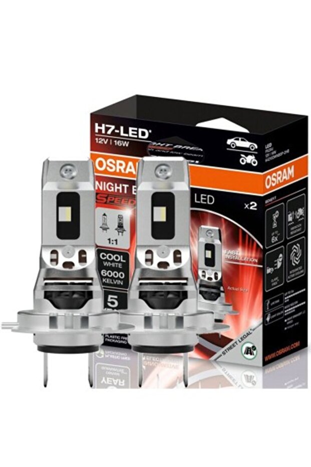 Osram Σετ 2 λαμπτήρων LED H7 Night Breaker Led Speed +230%, 16W, 12V ...