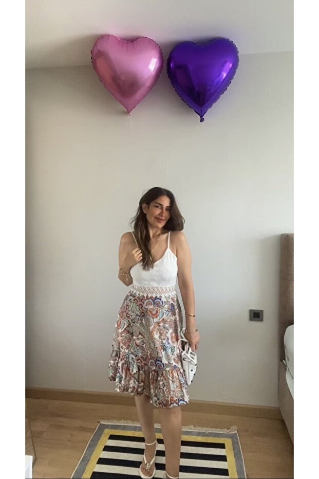 Genel Markalar Kadın Askılı V Yakalı üst Dantel Alt Süprem Mini Elbise ...