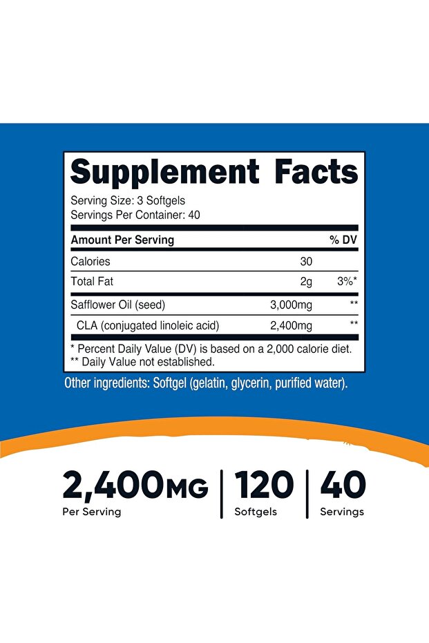 Nutricost CLA (Conjugated Linoleic Acid) 2400mg 120 Softgels Gluten ...