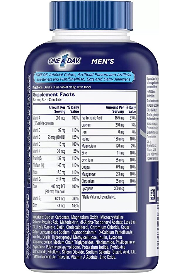 One A Day Men's Erkekler İçin Multivitamin 300 Tablet - Fiyatı, Yorumları