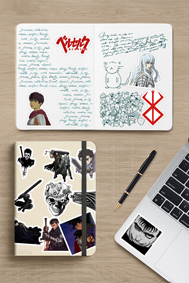 ZipZap Berserk Anime Telefon Laptop Bullet Journal Yapışkanlı Folyo ...
