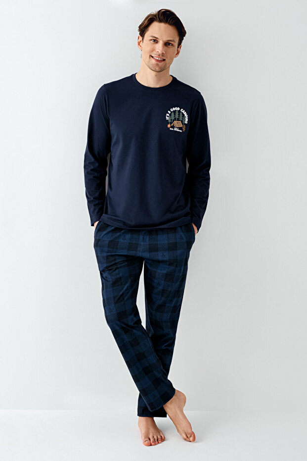 Arnetta Men's Navy Blue Pajama Set- Trendyol