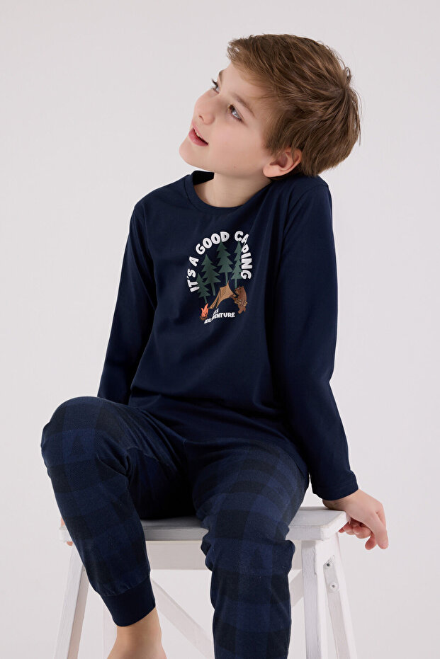 Arnetta Boy's Navy Blue Pajama Set- Trendyol