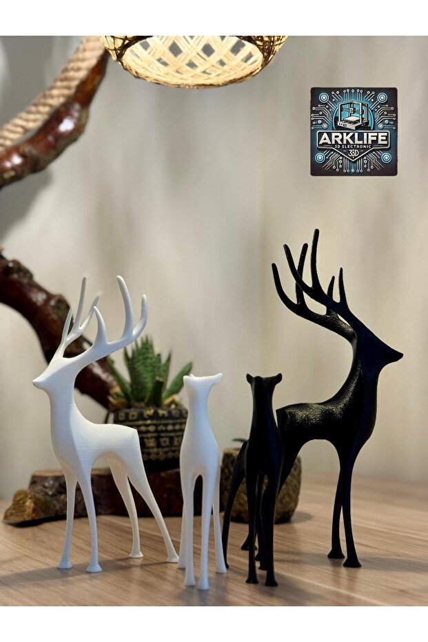 ARKlife 3D Electronic 4lü Siyah-Beyaz Modern Geyik Figür Ev Ofis Şık ...