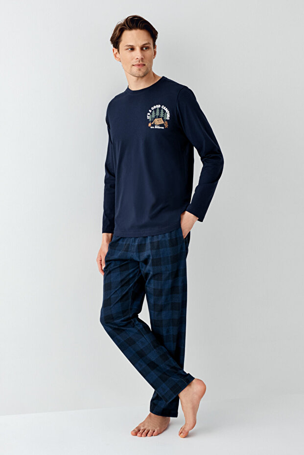 Arnetta Men's Navy Blue Pajama Set- Trendyol