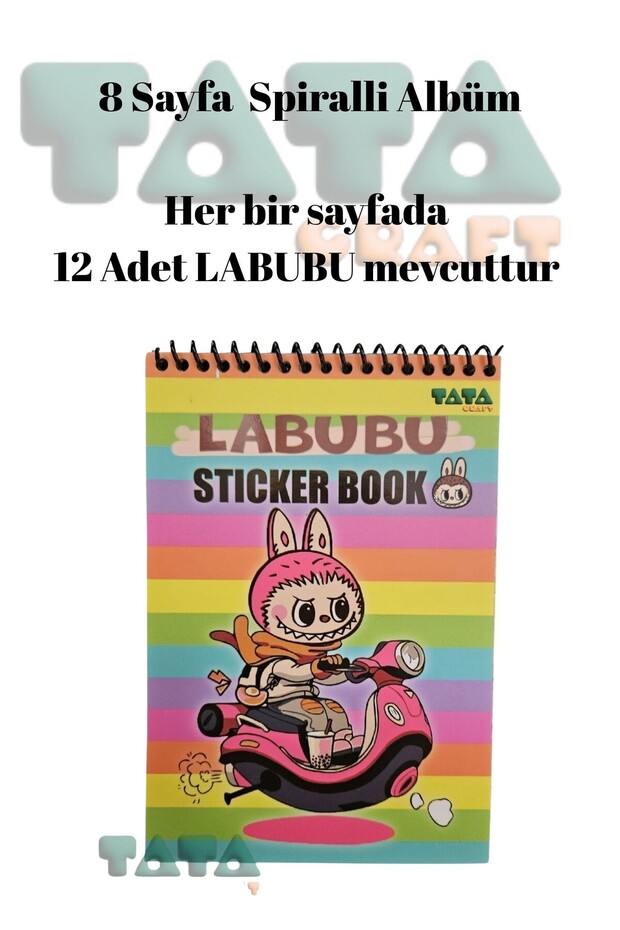 TATA CRAFT CAPYBARA LABUBU 3D SPİRALLİ STICER BOOK ALBÜM STICER SETİ ...