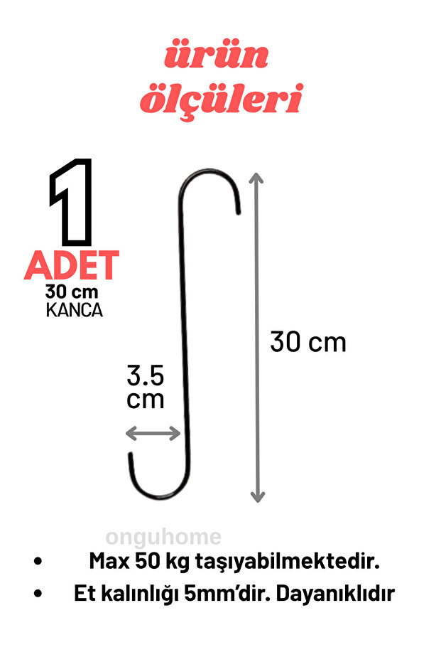 ongu home 30 cm Metal Kanca Mutfak Kancası Banyo Kancası Uzun S Kanca ...