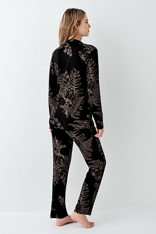 Arnetta Women's Black Shirt Pajamas- Trendyol