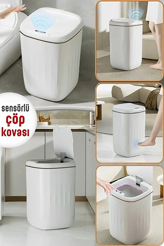 Eco Lounge Akıllı Teknolojik Çöp Kutusu UV Işıklı Otomatik Aç Kapat ...