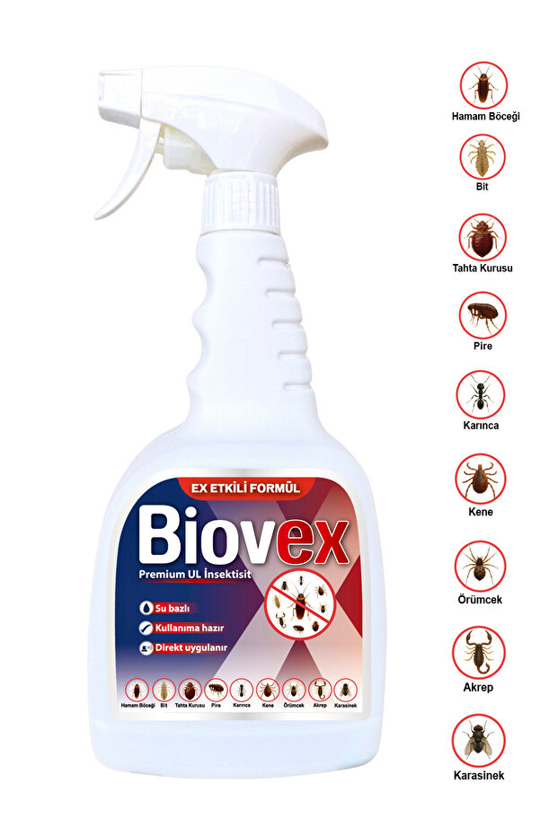 Biovex Premium UL İnsektisit Haşere İlacı Hamam Böceği, Tahta Kurusu, Karınca, Kene, Karasinek 1 ...