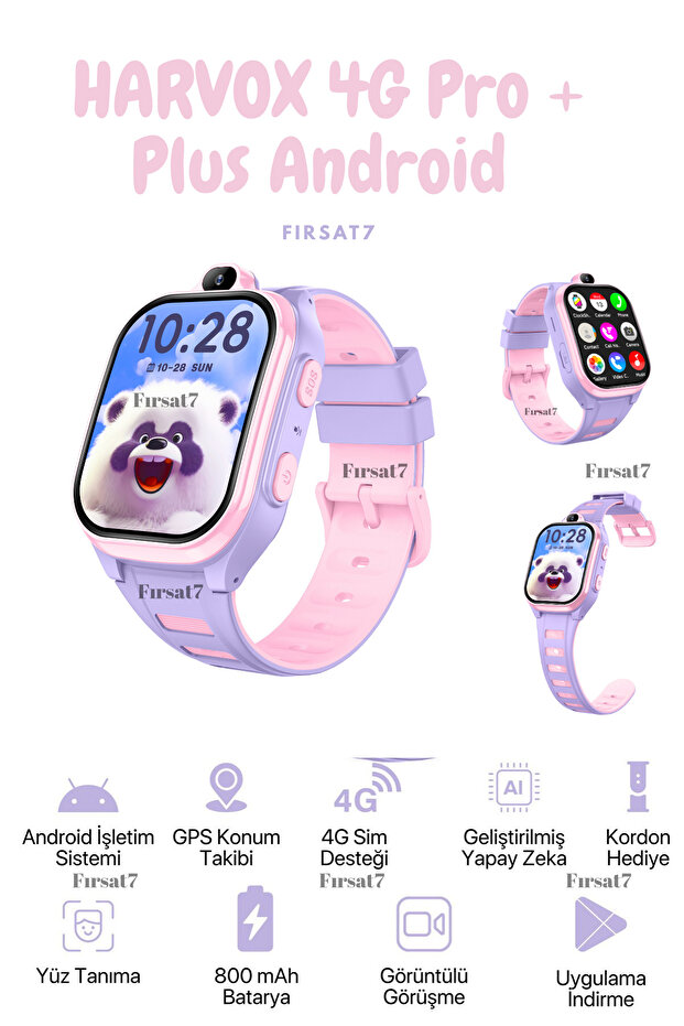 Fırsat7 4G Pro + Plus Android Sim Kartlı HARVOX Akıllı Çocuk Saati GPS ...
