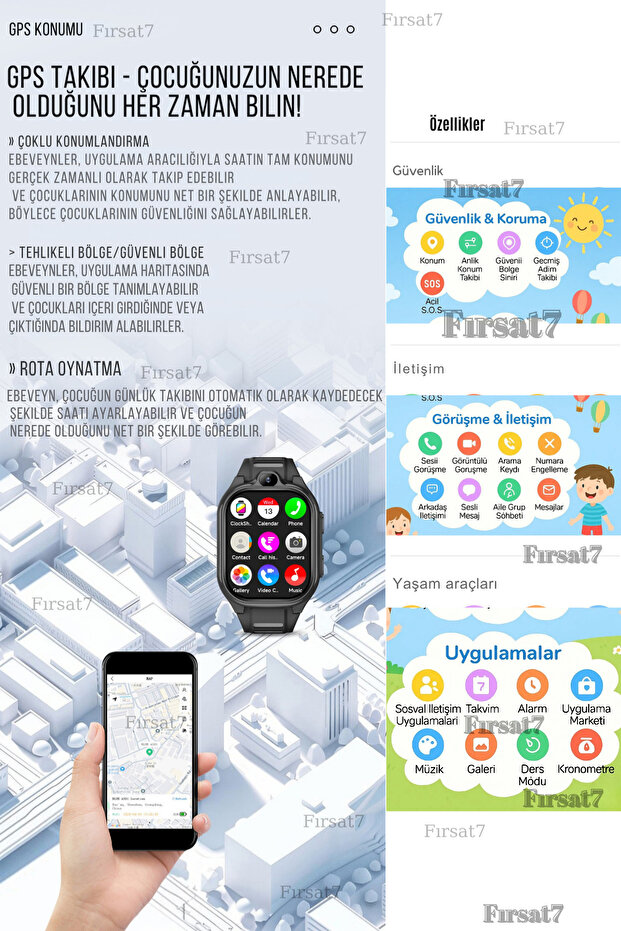 Fırsat7 4G Pro + Plus Android Sim Kartlı HARVOX Akıllı Çocuk Saati GPS ...