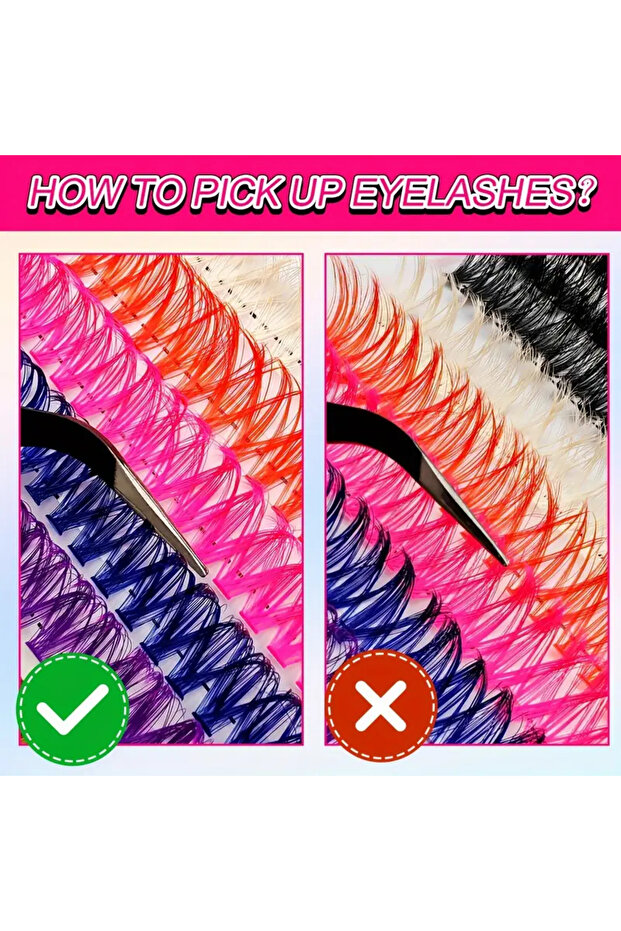 Belora Σετ πολύχρωμων ψεύτικων βλεφαρίδων, Cat Eye, 240 τεμάχια- Trendyol