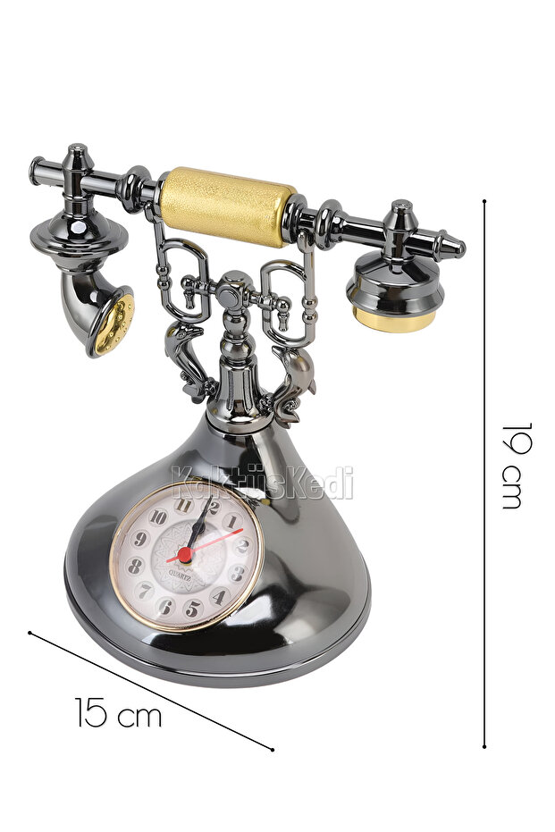 KaktüsKedi Vintage Telefon Model Nostaljik Dekoratif Masa Saati - Çalar ...