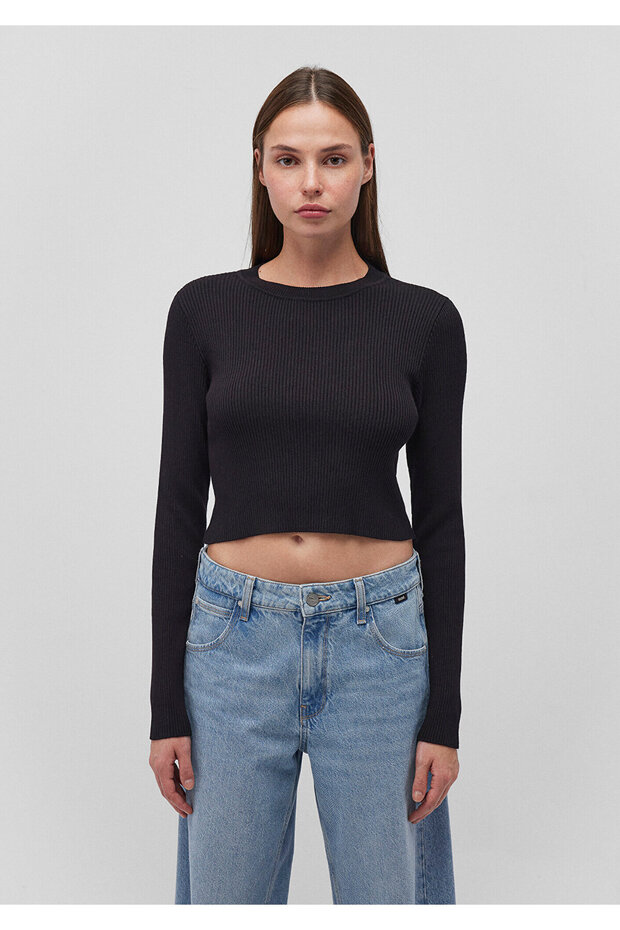 Mavi Bisiklet Yaka Siyah Kazak Fitted / Vücuda Oturan Kesim 1710518-900 ...