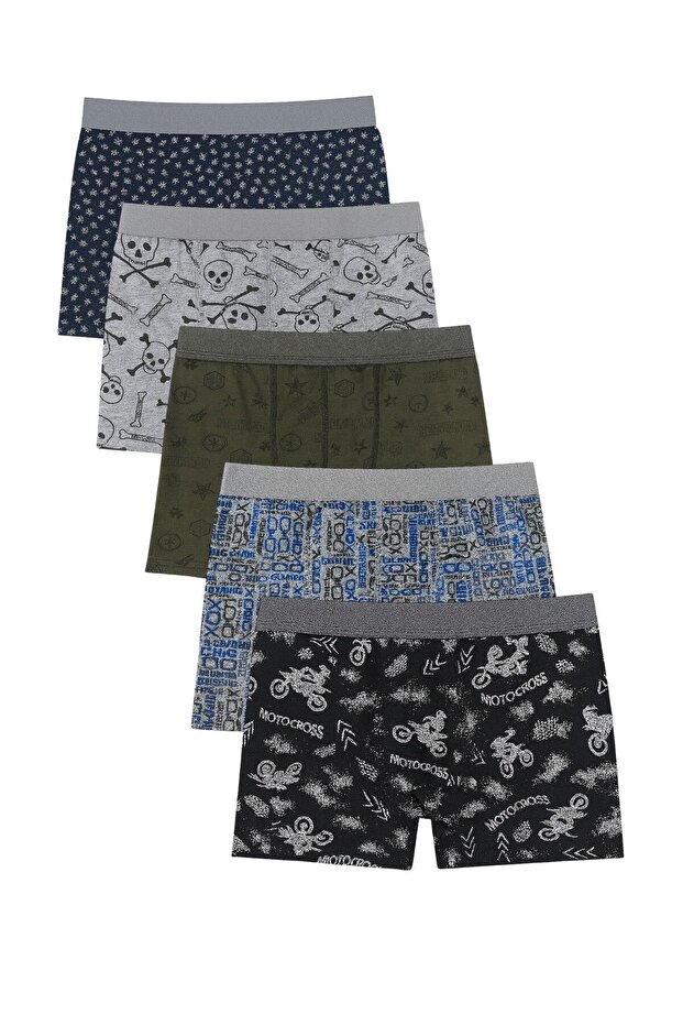 ExLove 5-Piece Men's Lycra Cotton Patterned Boxers- Trendyol