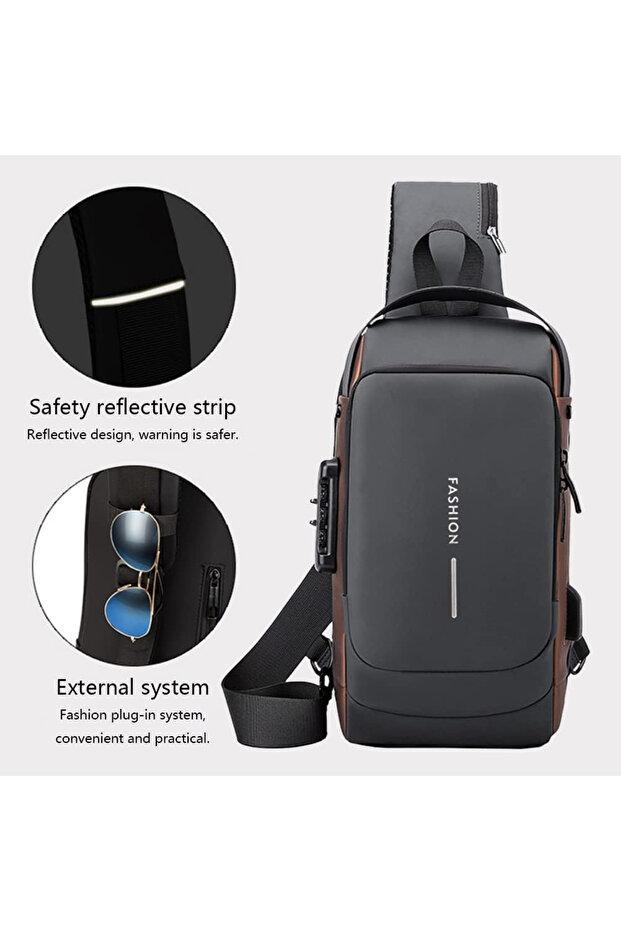 Primo Plus brownWith black Anti Theft SlingBagwaterproofChest Daypack ...