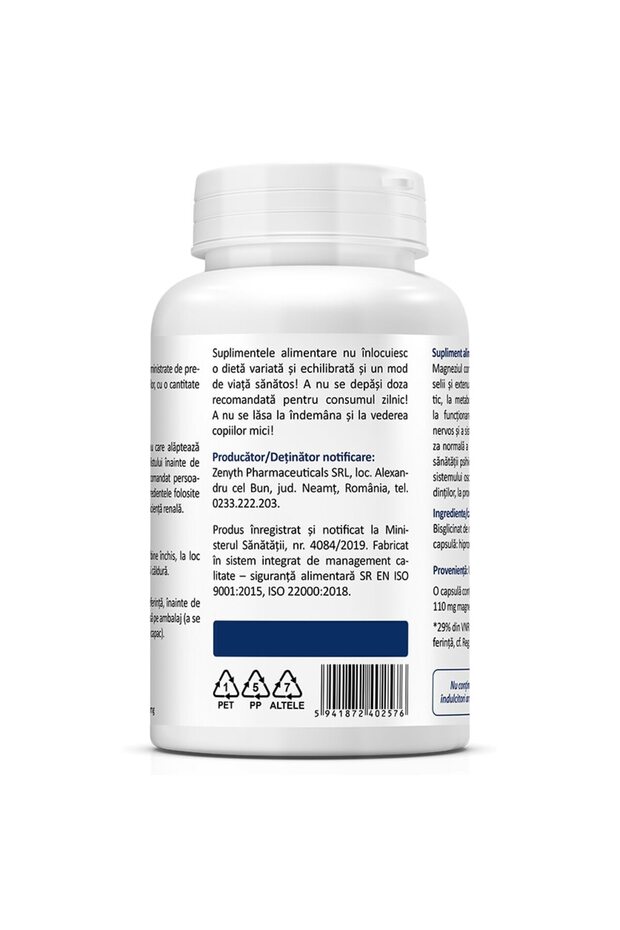 Zenyth Pharmaceuticals Bisglicinat de magneziu, Zenyth, 90 capsule ...