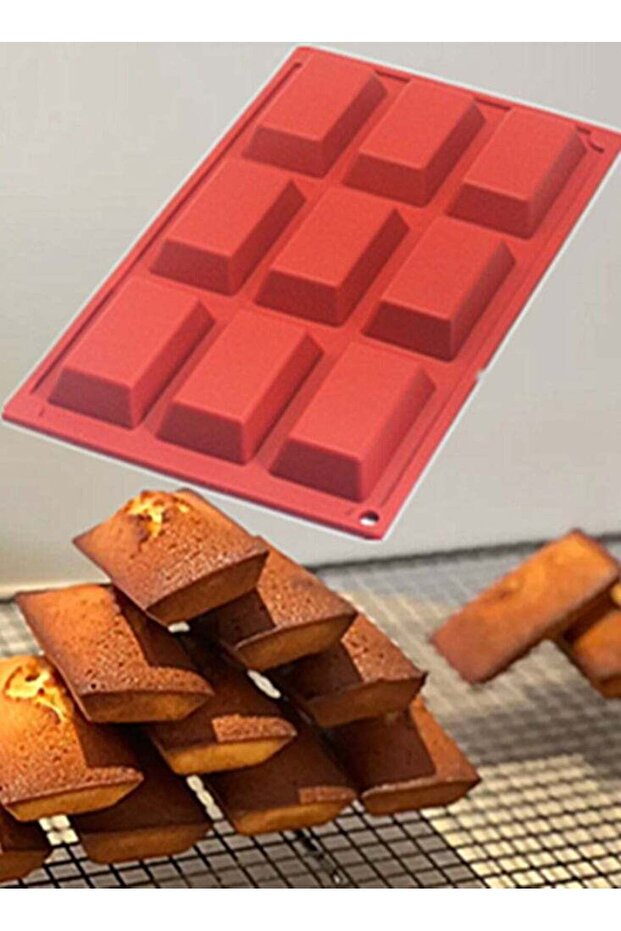Generic 9 Cavity Financier Silicone Cake Mold Golden Brick Shape ...