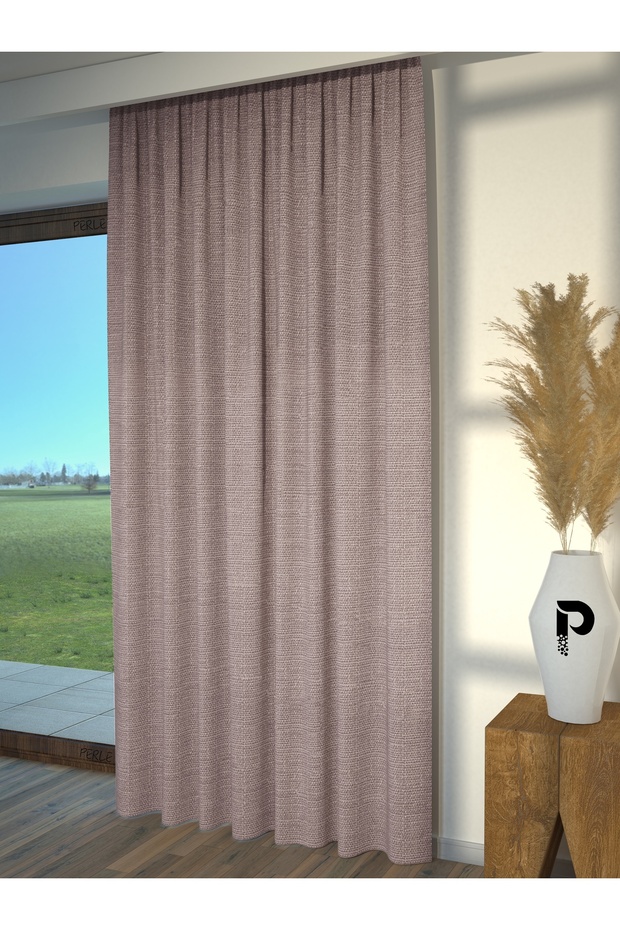 Perle Bej Renk Keten Dokulu Fon Perde Ekstrafor Büzgülü - Fiyatı, Yorumları