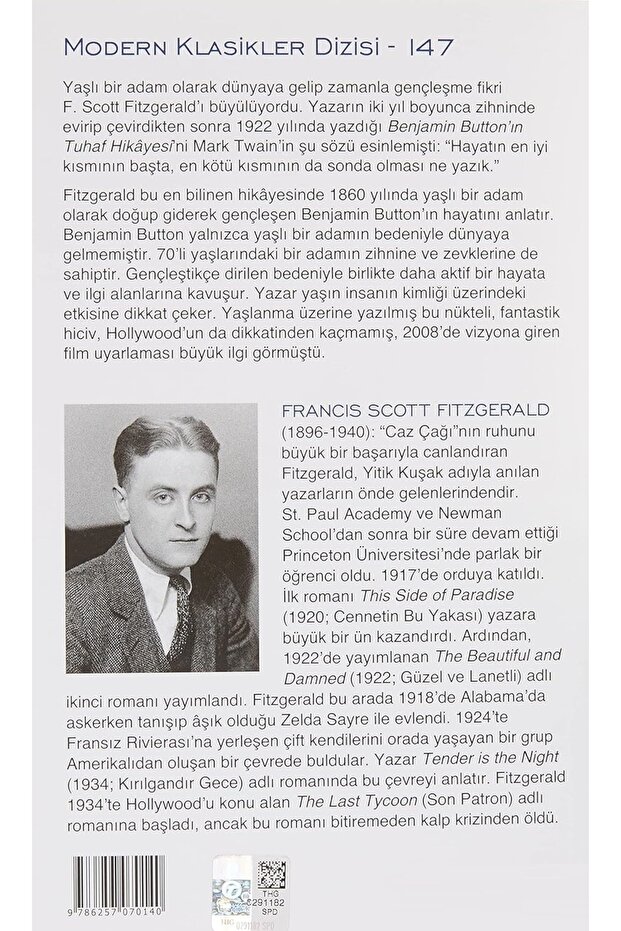 Piatkus Benjamin Button’ın Tuhaf Hikâyesi - Francis Scott Fitzgerald ...