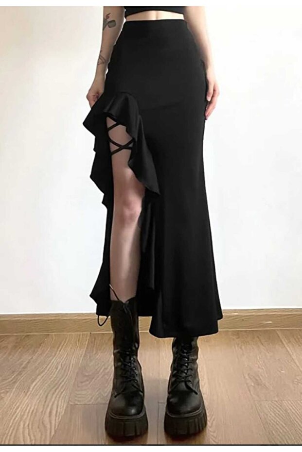 charango KADIN ETNİK VOLANLI TEK BACAK YIRTMAÇLI UZUN BALIK MODEL ...