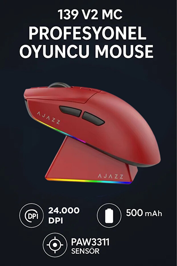 Ajazz Aj139 V2 Mc 24.000 Dpı Paw3311 Ultra Hafif 3 Modlu Oyuncu Mouse ...