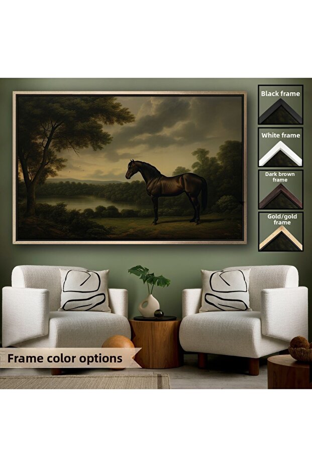 Home Καφέ βρετανικό άλογο με ξύλινο πλαίσιο-7022- Trendyol