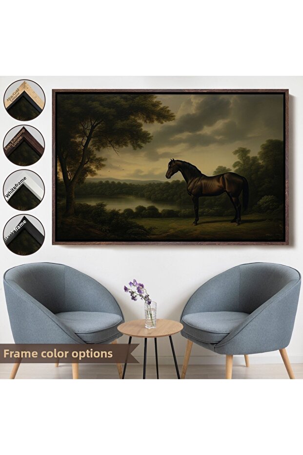 Home Καφέ βρετανικό άλογο με ξύλινο πλαίσιο-7022- Trendyol