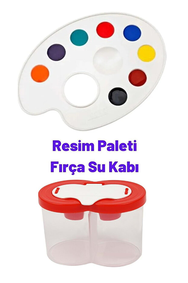 MİLACOLOR Resim Paleti, Su Fırça Kabı, Resim Seti, Boya paleti palet ...