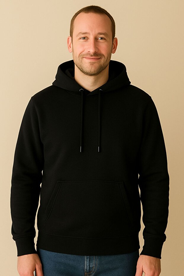 Shadro Textile Men's Plain Hooded Oversize 3 Thread Raised Loose Cut ...