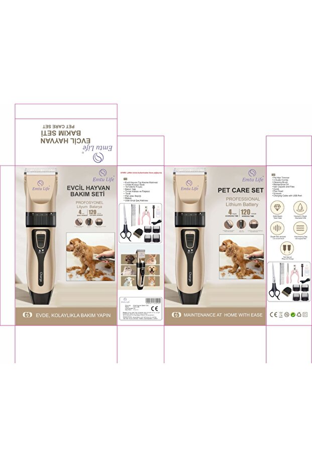 Emtu Life C5 Kırpık 10 In 1 Ayarlanabilir Şarjlı Kedi Köpek Tıraş ...