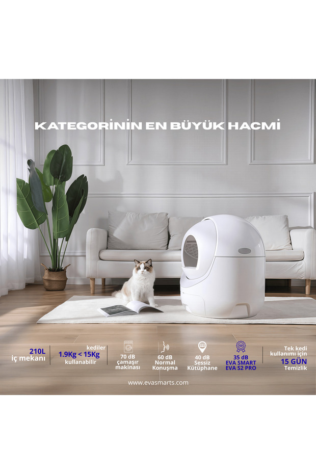 Genel Markalar EVA S2 Pro | 65L Akıllı Kedi Tuvaleti (Wi‑Fi & LTE ...