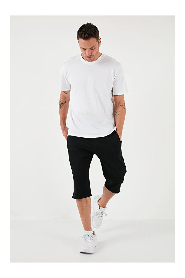 Deep sense Men's Black Long Knee Length Combed Cotton Shorts Bermuda ...