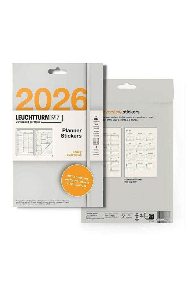 leuchtturm1917 Ajanda Stickerı 2026 Yıllık Format Etiket, İngilizce ...