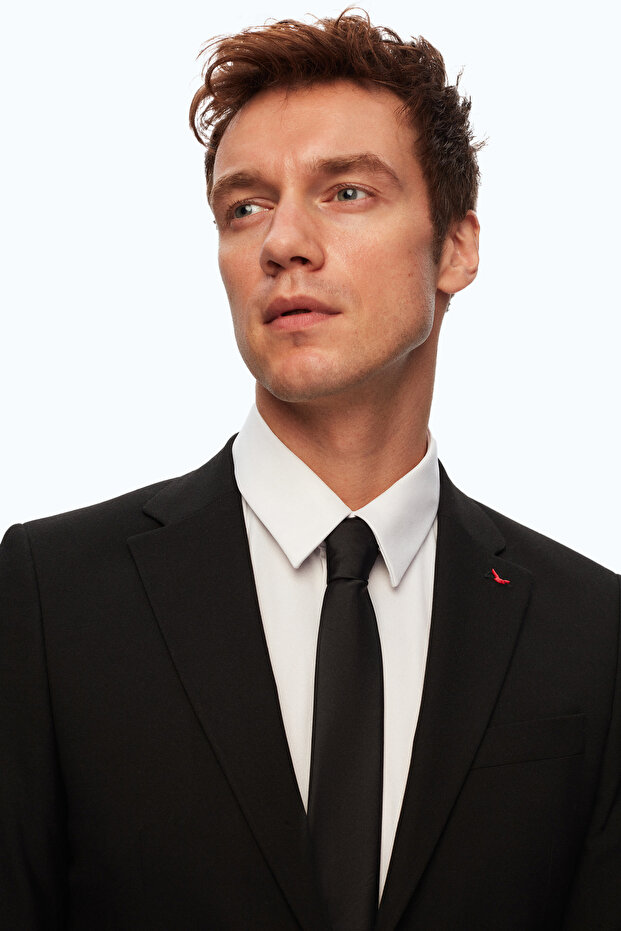 D'S Damat Black Slim Fit Mono Collar - Double Slit Lined Suit- Trendyol