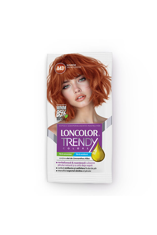 Loncolor Ημιμόνιμη βαφή μαλλιών χωρίς αμμωνία A43 ανοιχτό χαλκό, 50ml ...