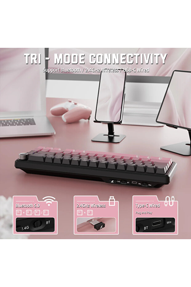 Attack Shark X66 Strawberry Switch RGB Mekanik Kablosuz Oyun Klavyesi ...