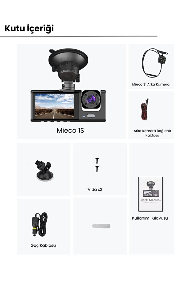 My Reality Fashion Akıllı Full HD 3 Kameralı Araç İçi Güvenlik Kamerası ...