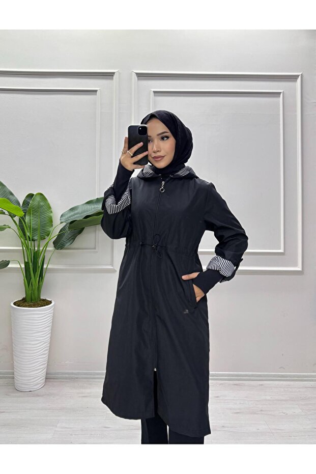 moda acar ΤΡΕΝΤΣΑΚΟΤ ΜΕ ΛΕΠΤΟΜΕΡΗ ΚΑΛΥΜΜΑ ΚΕΦΑΛΙΑΣ ΜΕ ΦΕΡΜΟΥΑΡ- Trendyol
