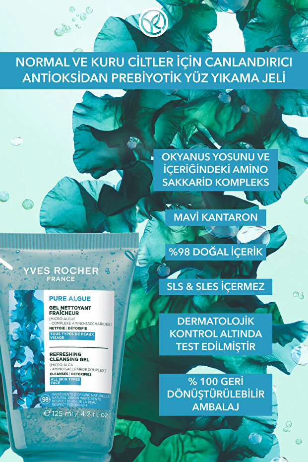 Yves Rocher Antioksidan Yüz Yıkama Jeli-Normal ve Kuru Cilt -Pure Algue Nemlendirici Botanik ...
