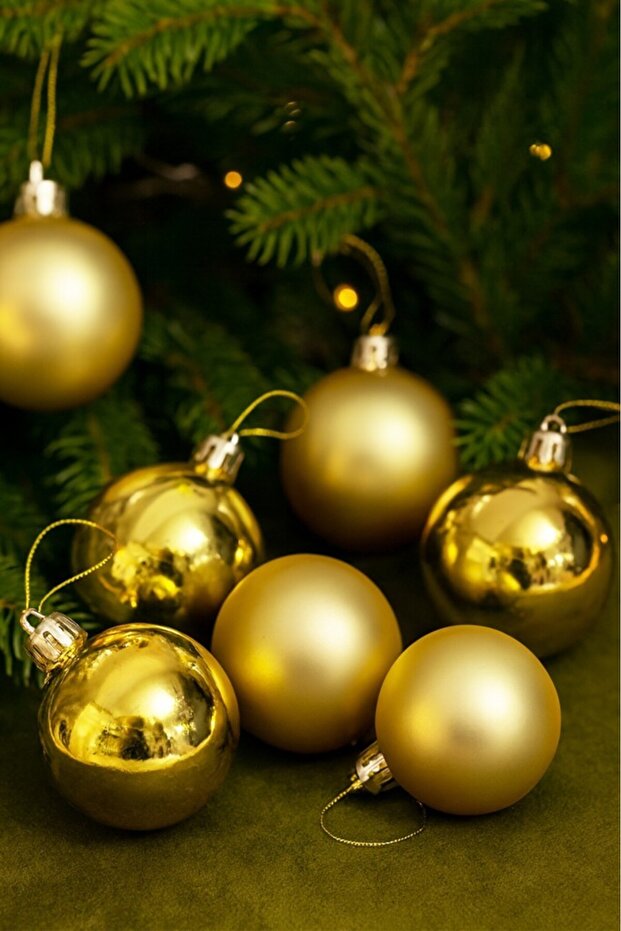 BeySüS Yılbaşı Çam Ağacı Süsü Cici Top 6 cm 6 lı Gold - Fiyatı, Yorumları