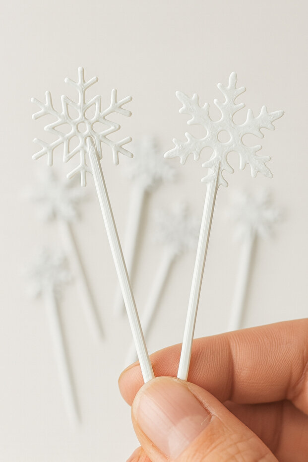 Atölye Doruk White Snowflake Cupcake Toothpick-Christmas Table ...