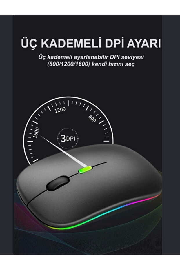 GLASOR Macbook Air&Macbook Pro Uyumlu Şarjlı Kablosuz Mouse Rgb Led ...