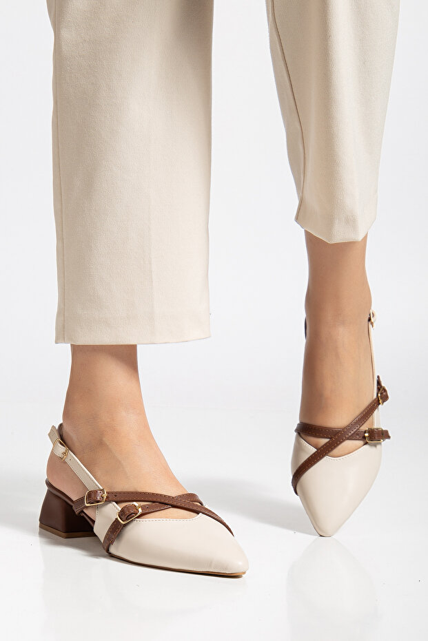 Genetti Women's Pointed Toe, Strap-On Buckle Detail, Low-Heeled Shoes ...