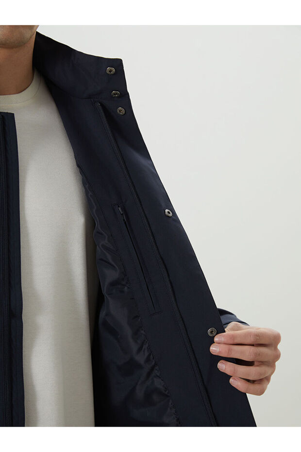 LC Waikiki Navy Blue Standard Fit Stand Collar Men's Coat- Trendyol