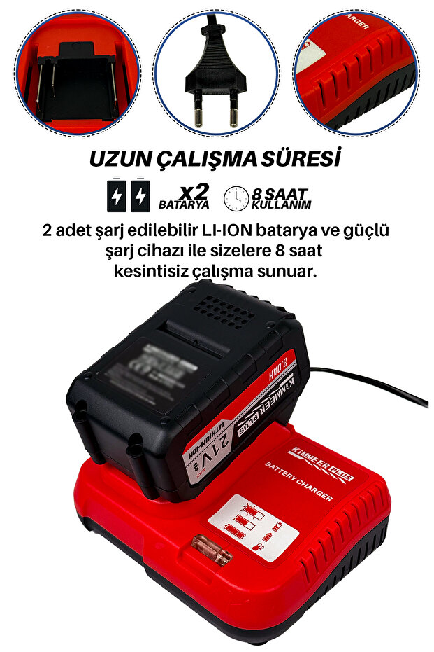 KİMMEER PLUS 21v Çift Akülü Çelik Şanzıman Dal Budama Makası ...