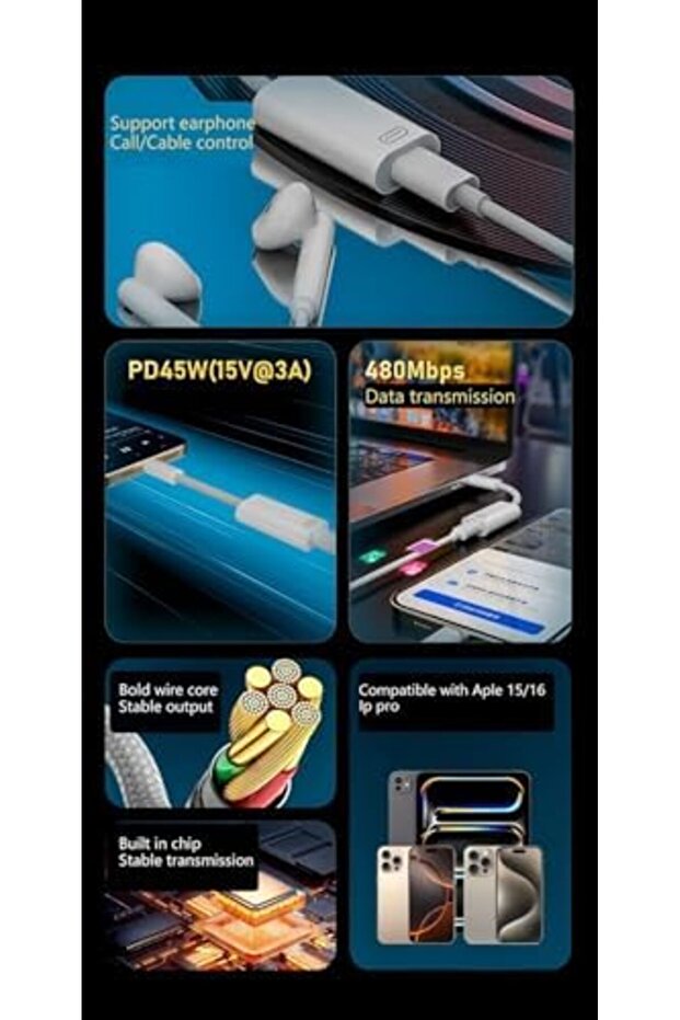 STOREMAX elizzashop 45W Type C to Lightning Kulaklık Dönüştürücü Hızlı ...