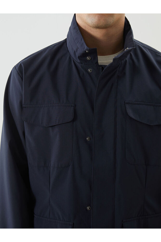 LC Waikiki Navy Blue Standard Fit Stand Collar Men's Coat- Trendyol
